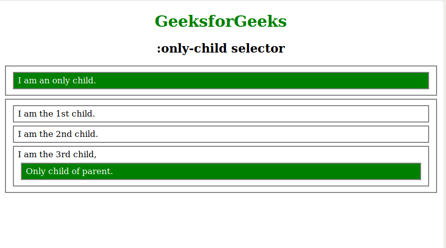 CSS | : only-child Selector