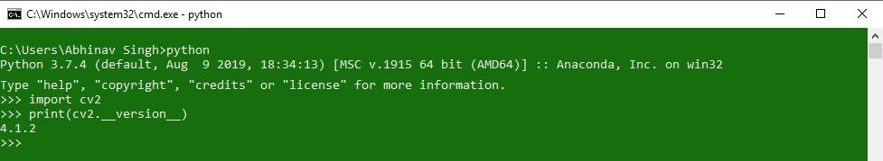 Как установить Opencv для Python в Windows